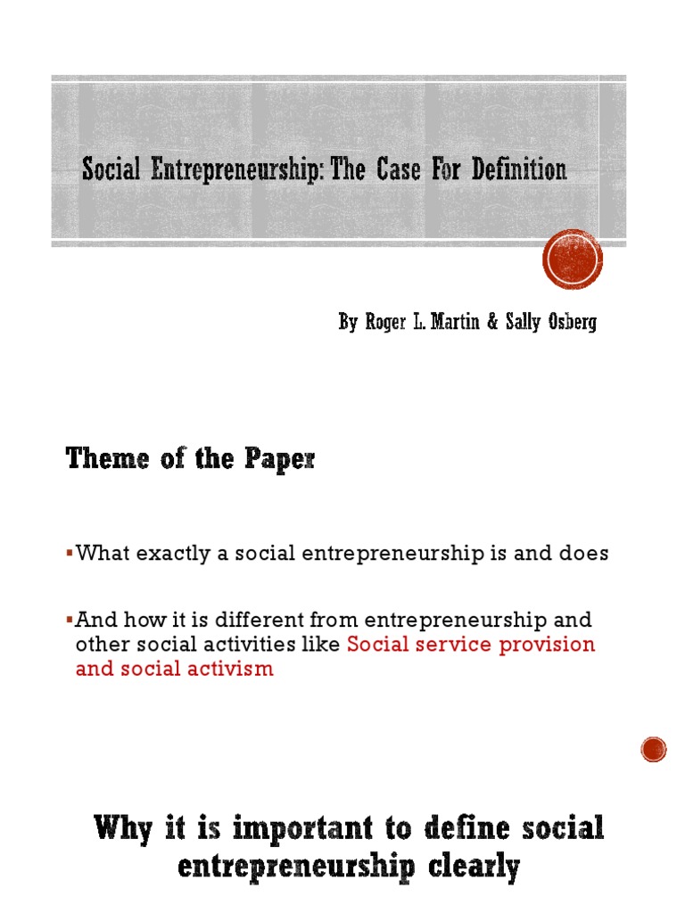 Defining Social Entrepreneurship | PDF | Social Entrepreneurship ...