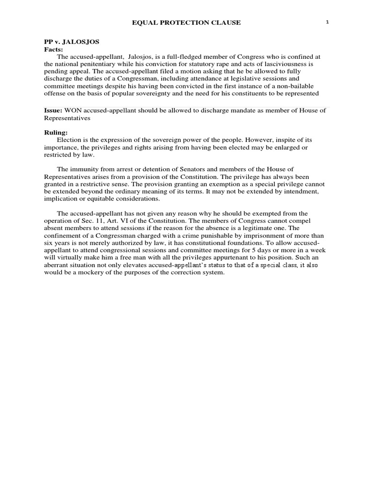 Equal Protection Clause | PDF | United States Congress | American ...