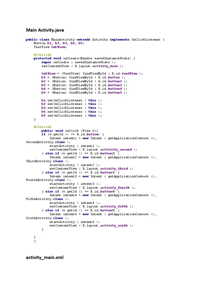 Main Activity - Java: B1 B2 B3 B4 B5 Txtview | PDF