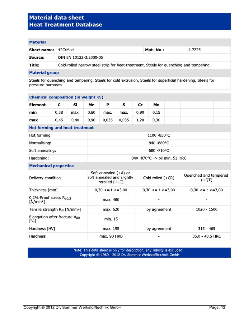 Specification EN 10132-3 - 1.7225 - 42 CR Mo4 PDF | PDF