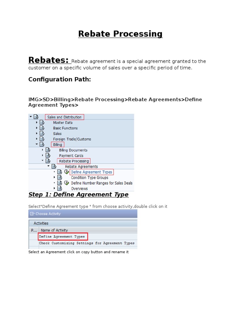 Rebate Processing Rebates:: Configuration Path | PDF | Rebate ...
