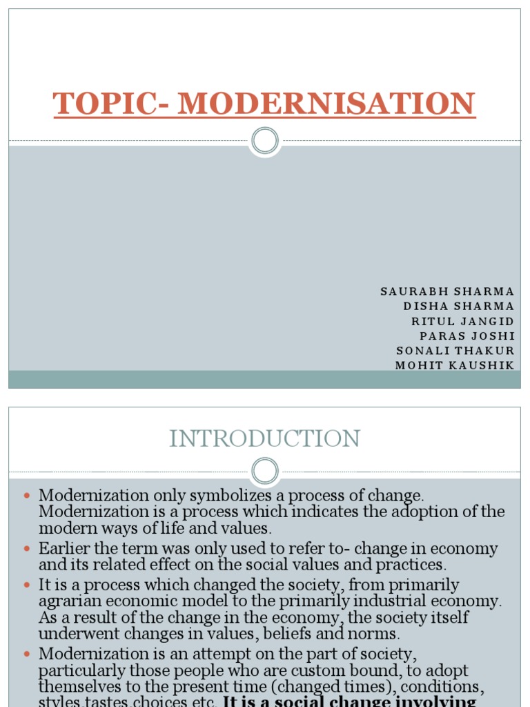 Topic-Modernisation: Saurabh Sharma Disha Sharma Ritul Jangid Paras ...
