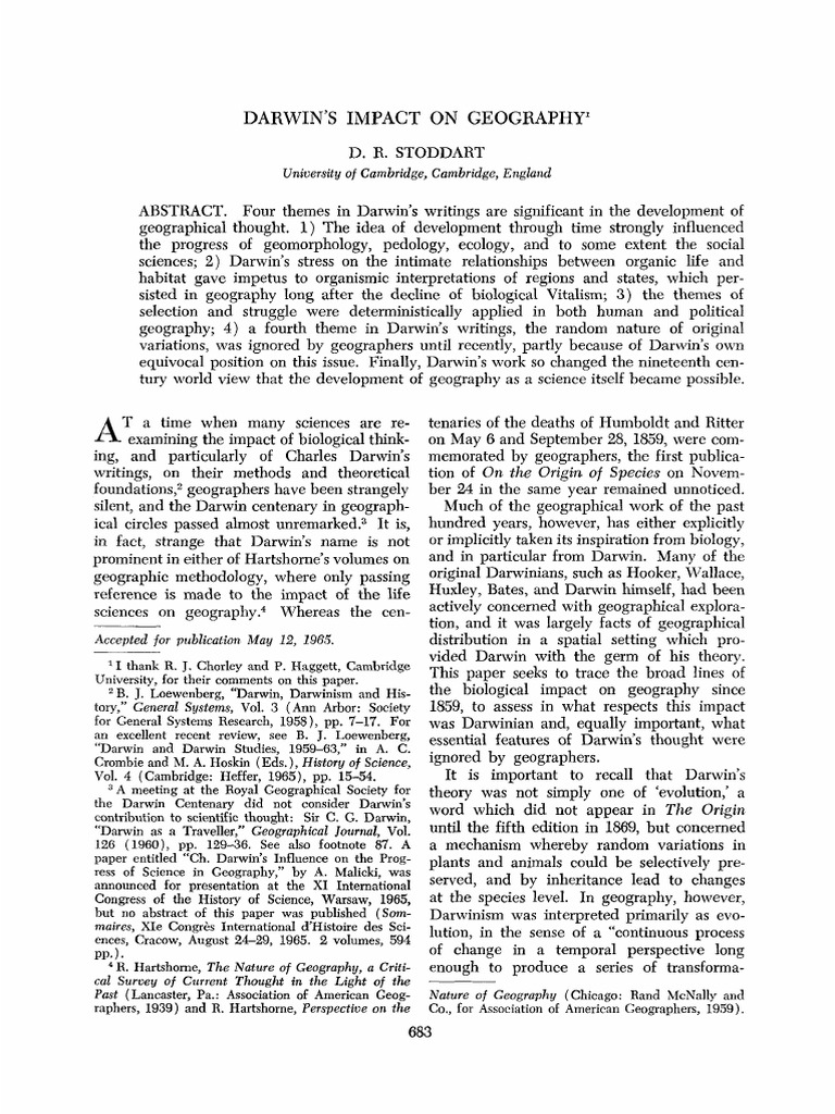 Darwin'S Impact On Geography': Origin Species On Novem | PDF | Charles ...