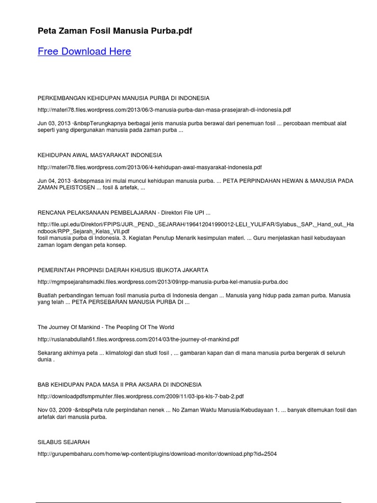 Peta Zaman Fosil Manusia Purba | PDF
