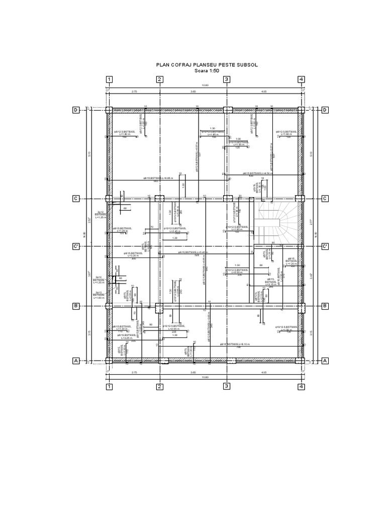 Plan Cofraj Planseu Peste Subsol Scara 1:50 | PDF