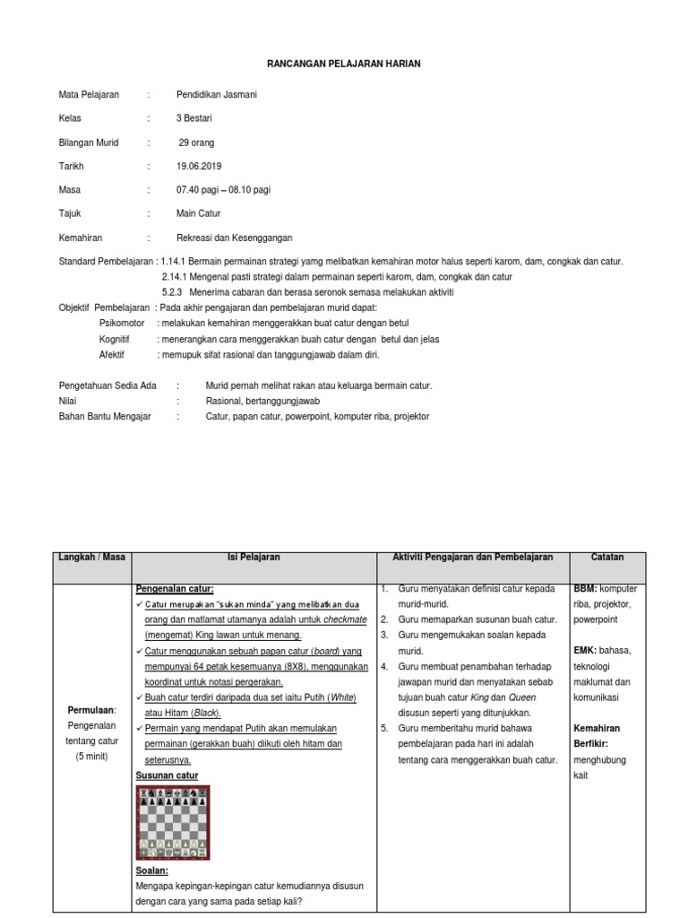 RPH PJ t3 Catur 19 Jun | PDF