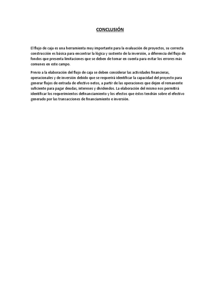 Conclusion Flujo de Caja | PDF