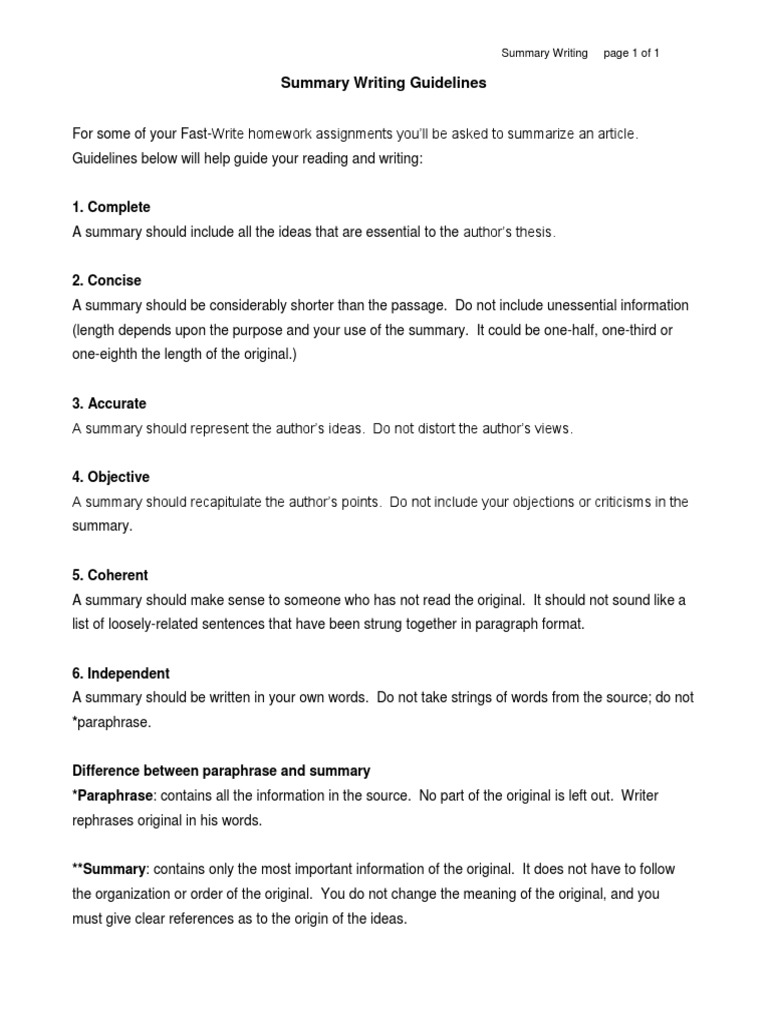 Summary Writing | PDF