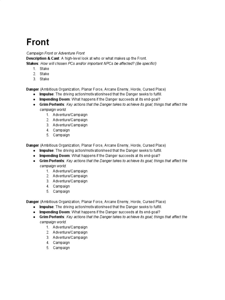 Dungeon World Front Template PDF | PDF | Races And Factions Of Warcraft ...