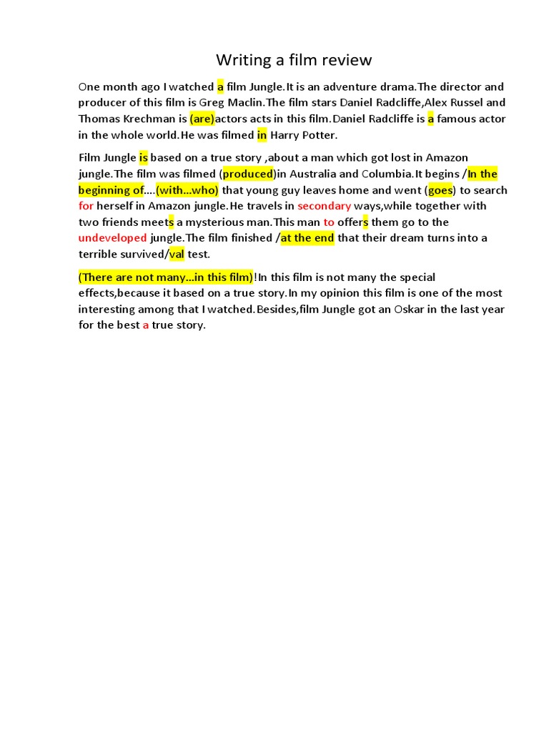 Writing A Film Review | PDF