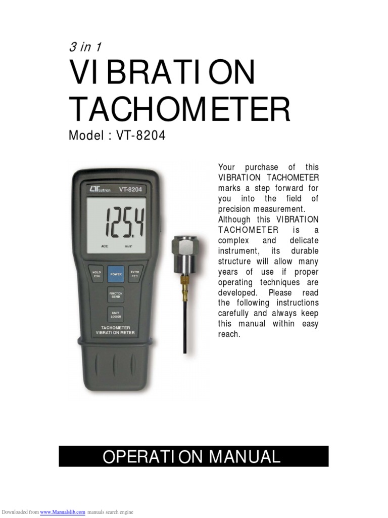 Vibration Tachometer: Operation Manual | PDF | Electrical Connector ...