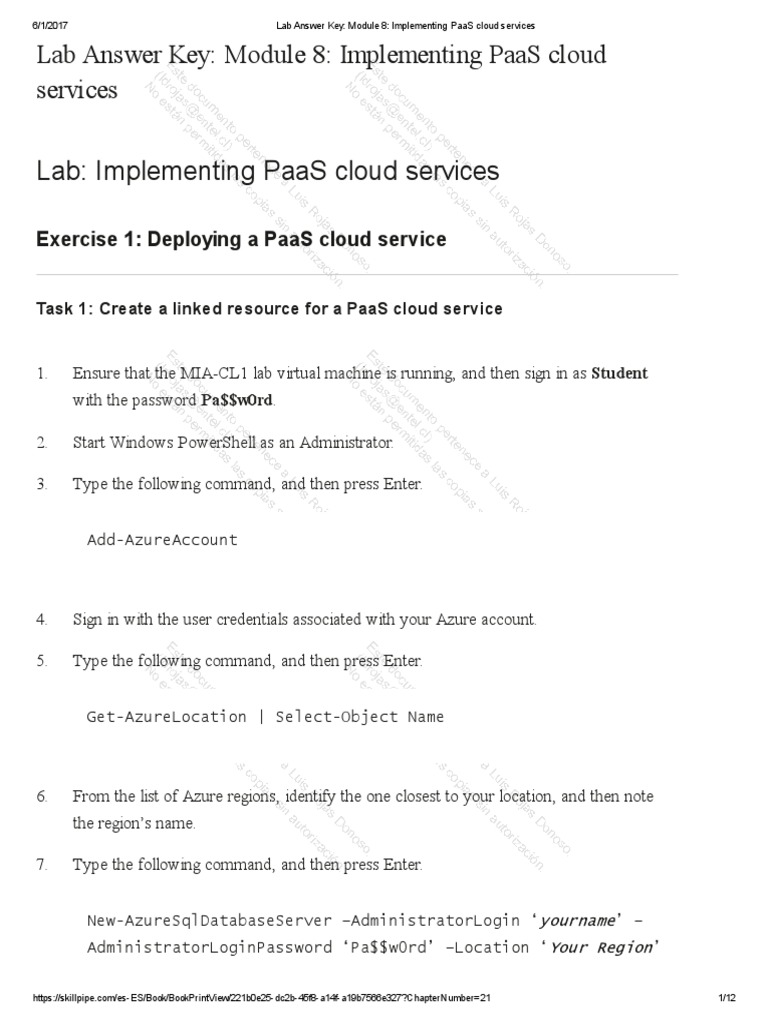 Lab Answer Key - Module 8 - Implementing PaaS Cloud Services | PDF ...