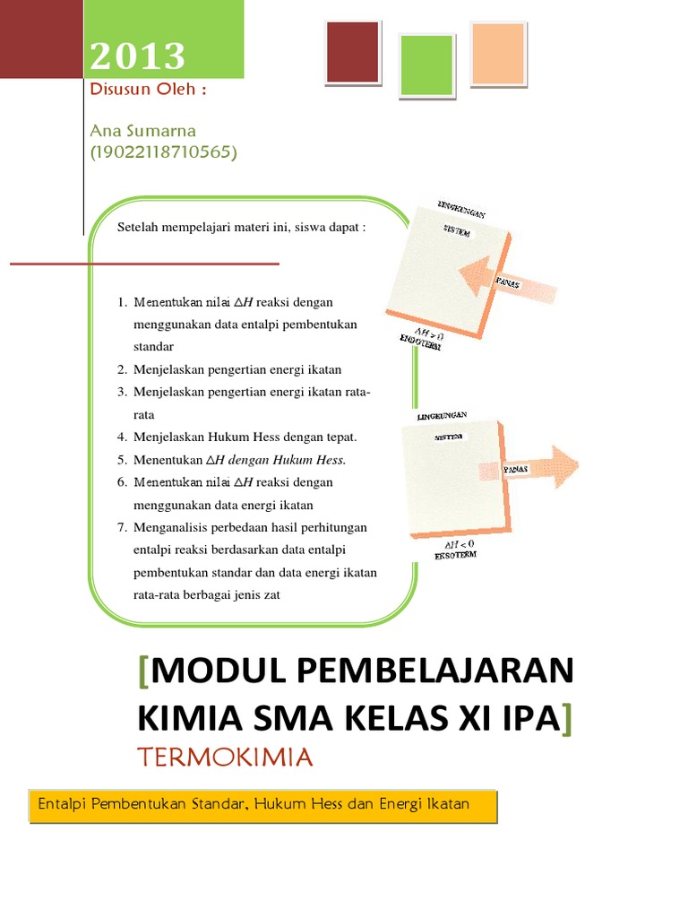 Modul Pembelajaran Kimia SMA Kelas XI IPA: Termokimia | PDF