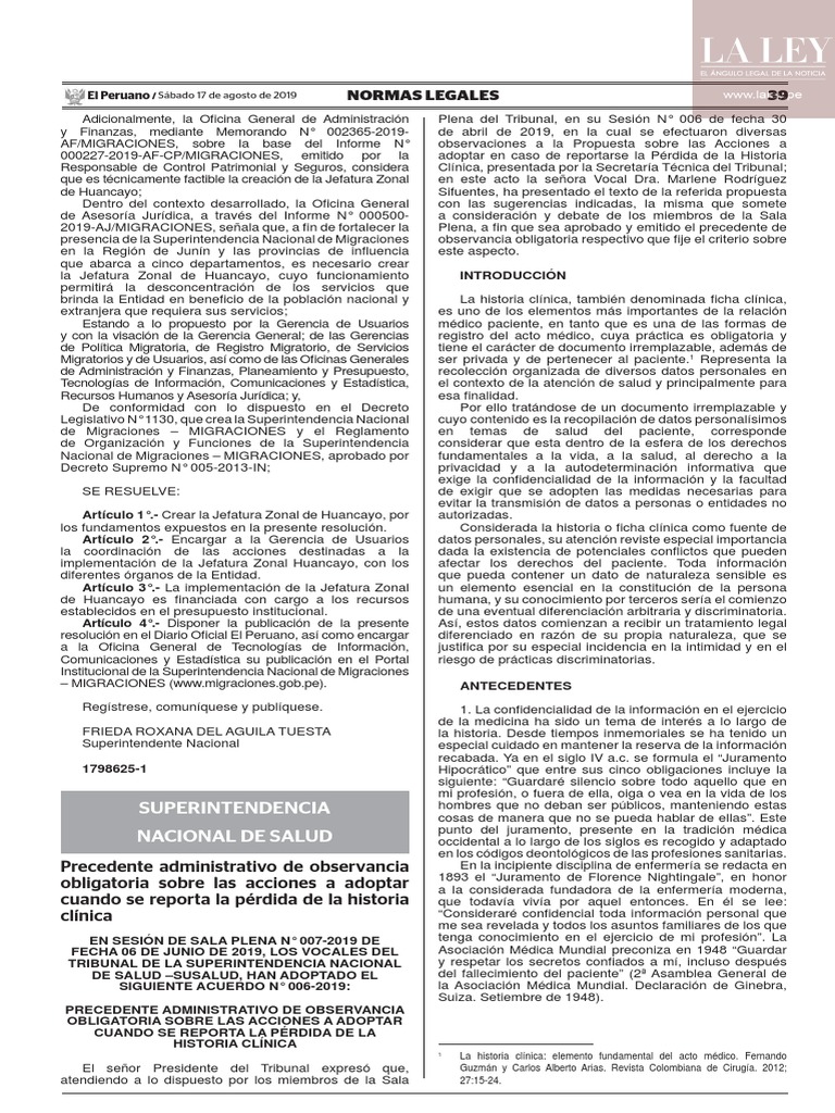 Acuerdo 006-2019 | PDF | Historial médico | Privacidad de la información