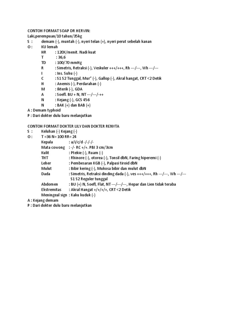 Contoh Format SOAP Keperawatan | PDF