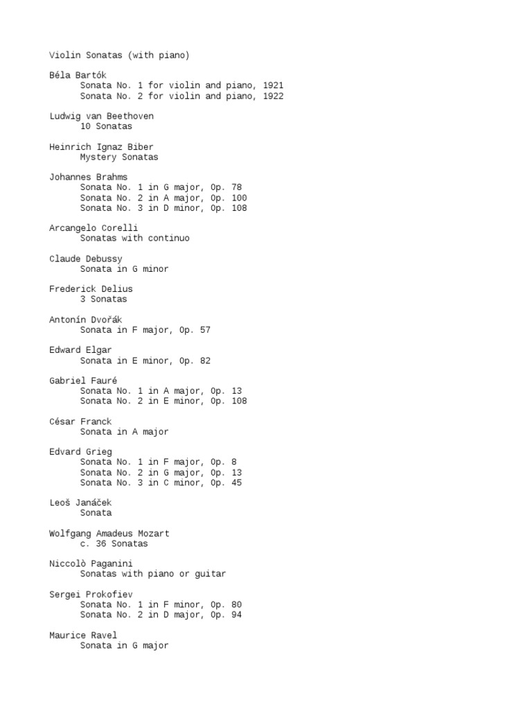 Violin Repertoire | Download Free PDF | Concerto | Opus Number