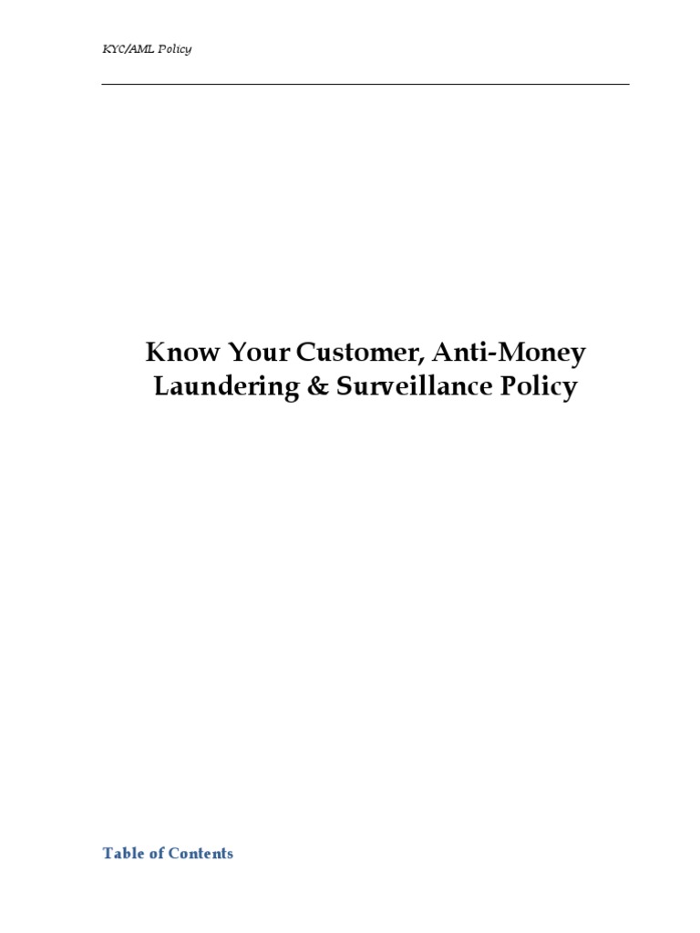 Anti Money Laundering Policy | PDF | Money Laundering | Identity Document