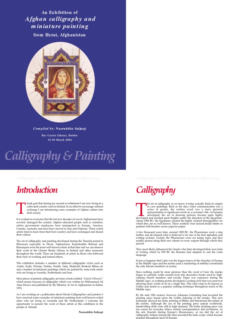 Afghan Calligraphy and Miniature Painting | PDF | Calligraphy | Writing