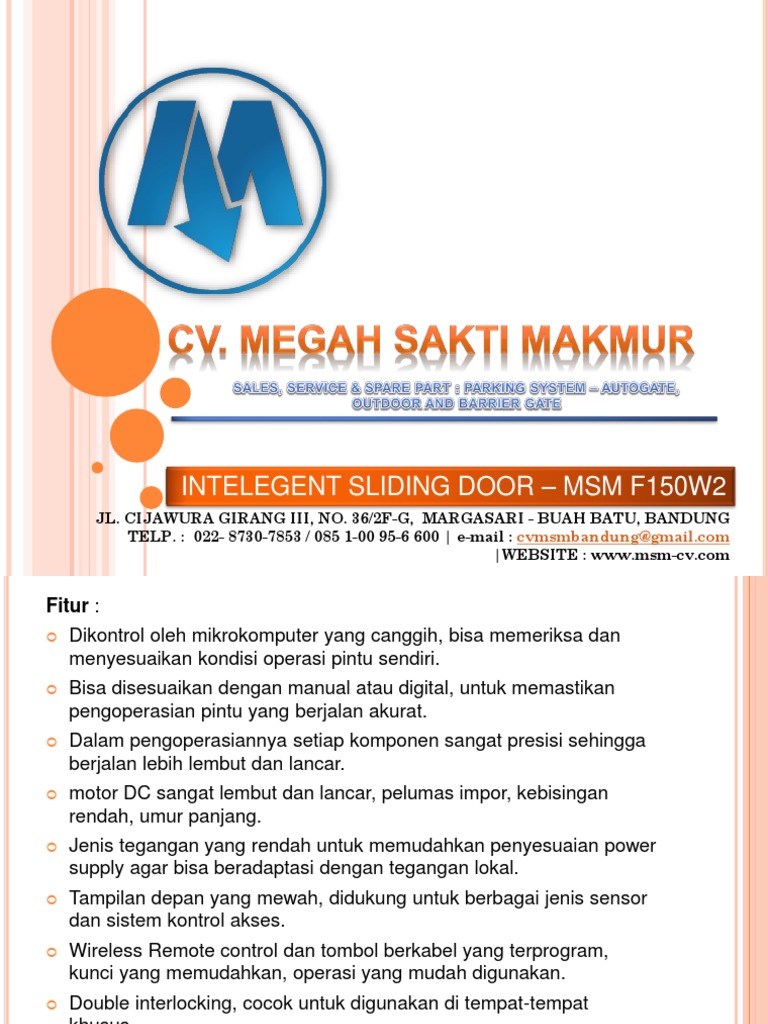 Pintu Sliding Otomatis MSM F150W2 | PDF