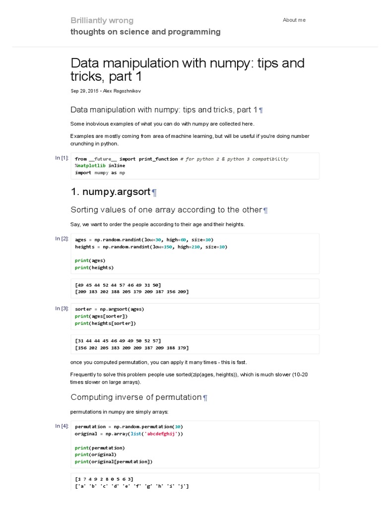 Numpy Data Manipulation Tips 1 | PDF | Receiver Operating ...