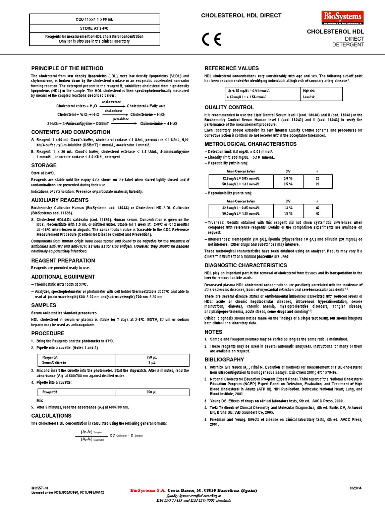 Cholesterol HDL Direct | PDF | High Density Lipoprotein | Cholesterol