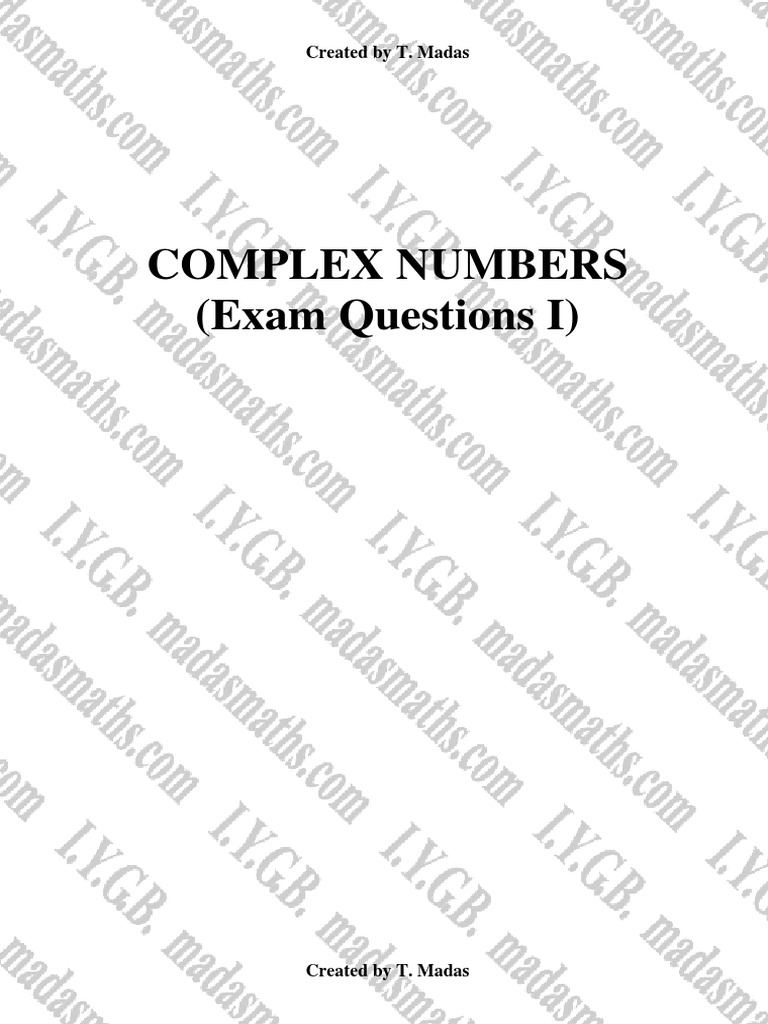 Complex Numbers Part 1 Exam Questions | PDF | Complex Number | Equations