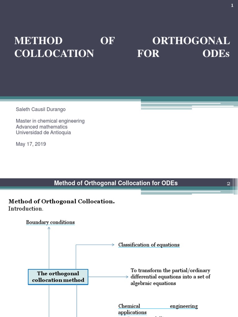 Orthogonal Collocation For Odes Pdf Ordinary Differential Equation Differential Equations