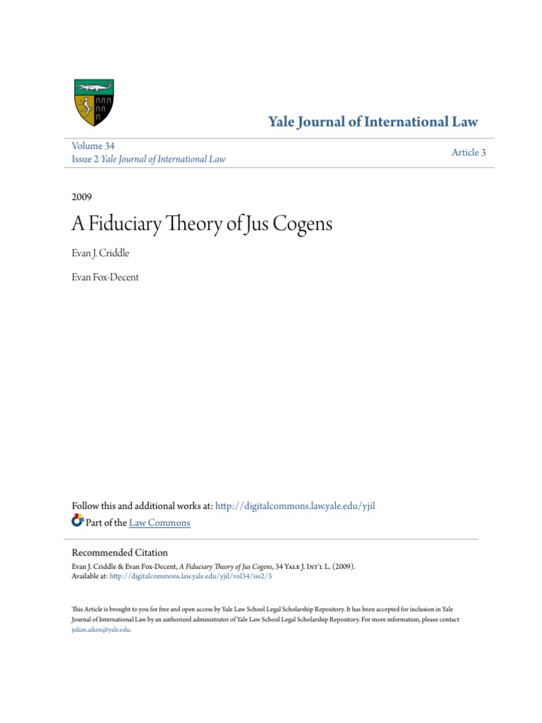 A Fiduciary Theory of Jus Cogens: Yale Journal of International Law ...