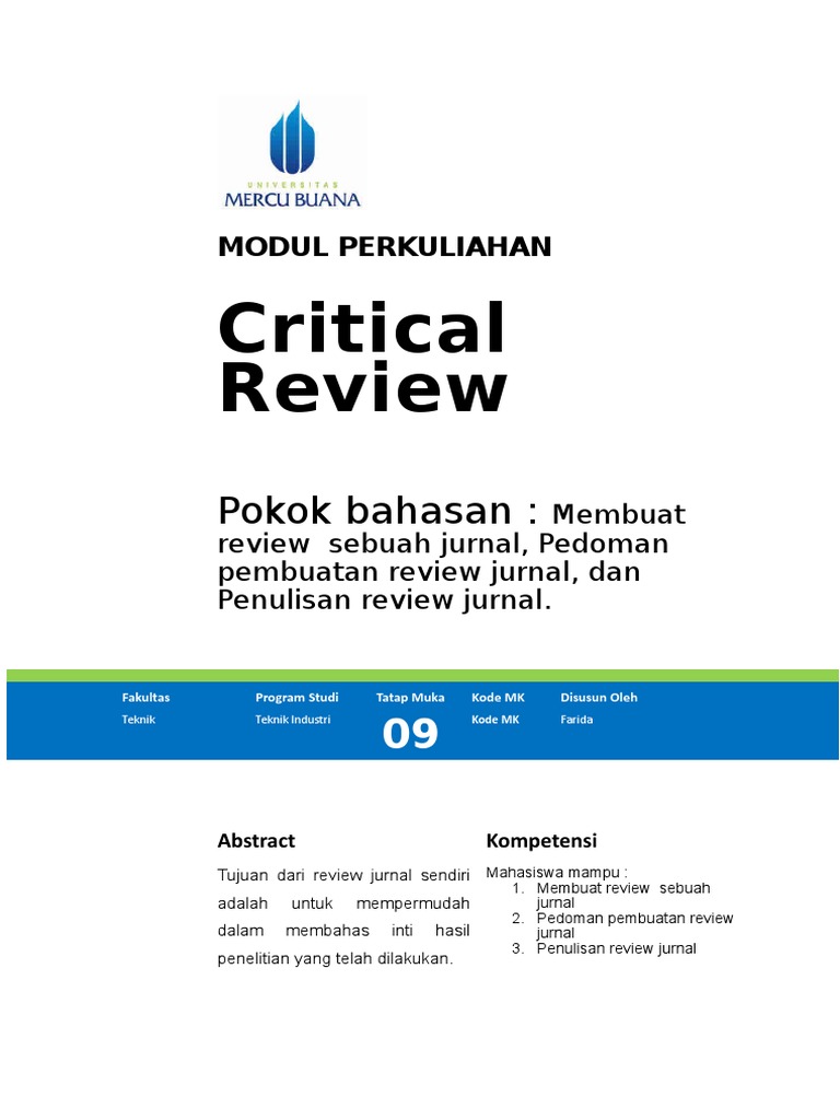 Modul 9. Critical Review | PDF