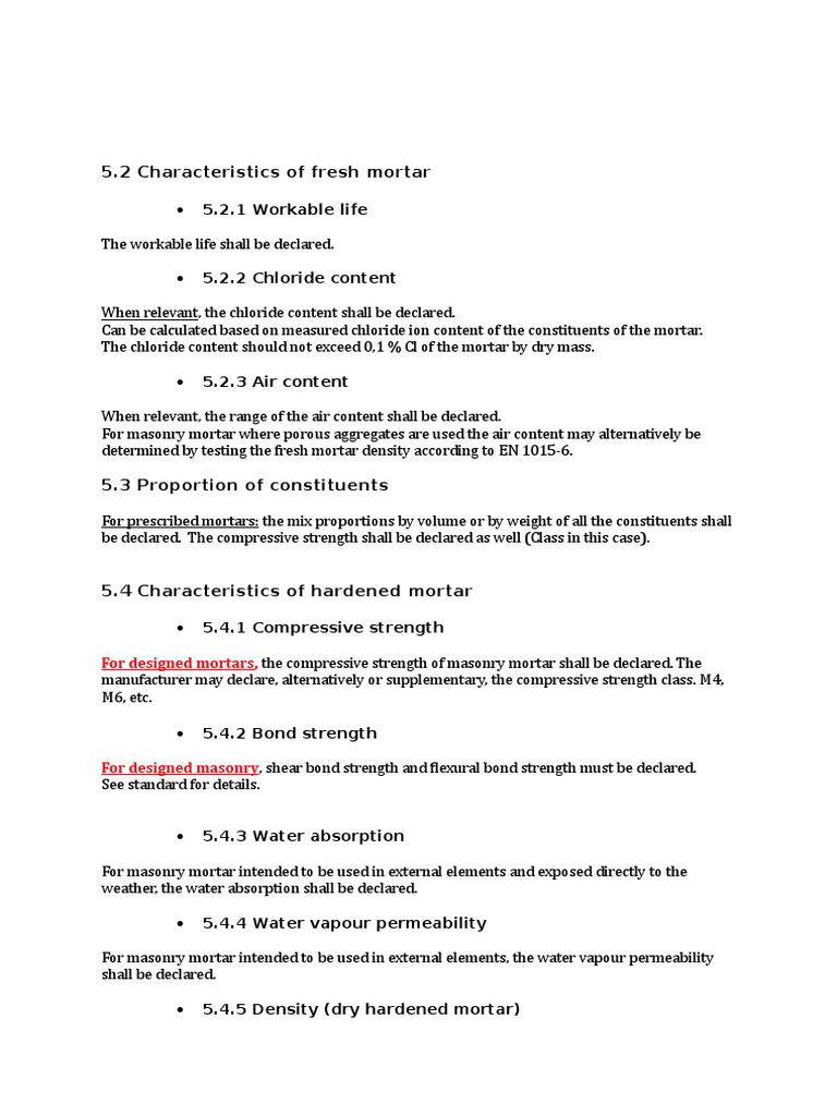 5.2 Characteristics of Fresh Mortar: For Designed Mortars | PDF ...