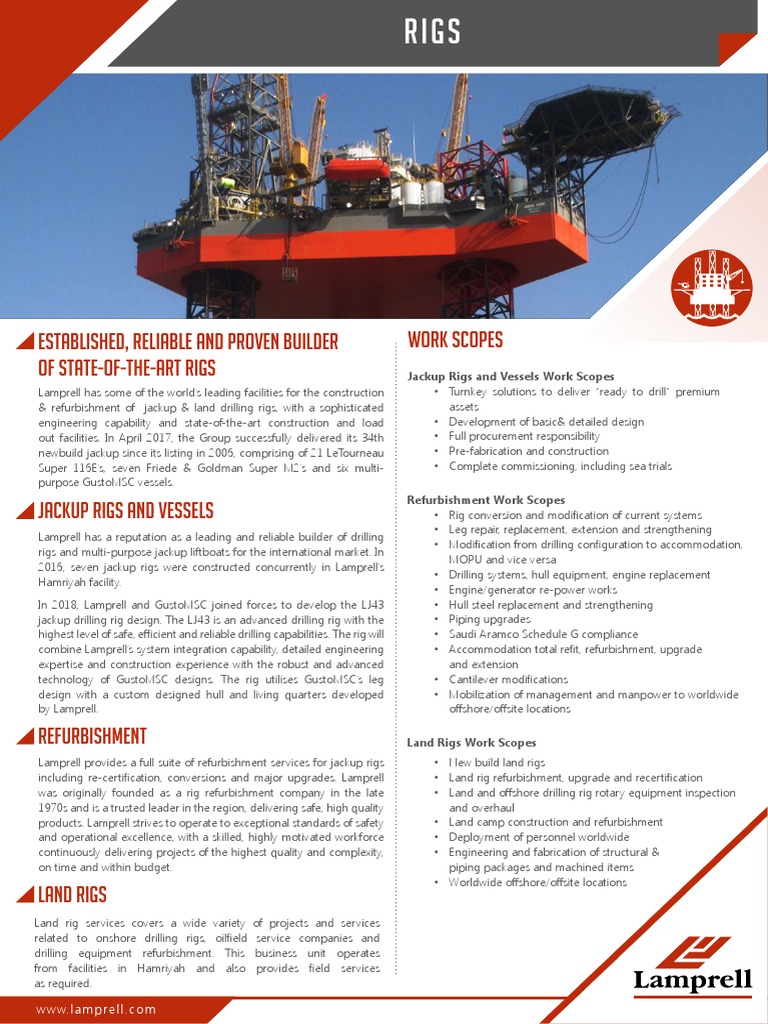 Lamprell Rig Services Catalog | PDF | Drilling Rig | Offshore Drilling