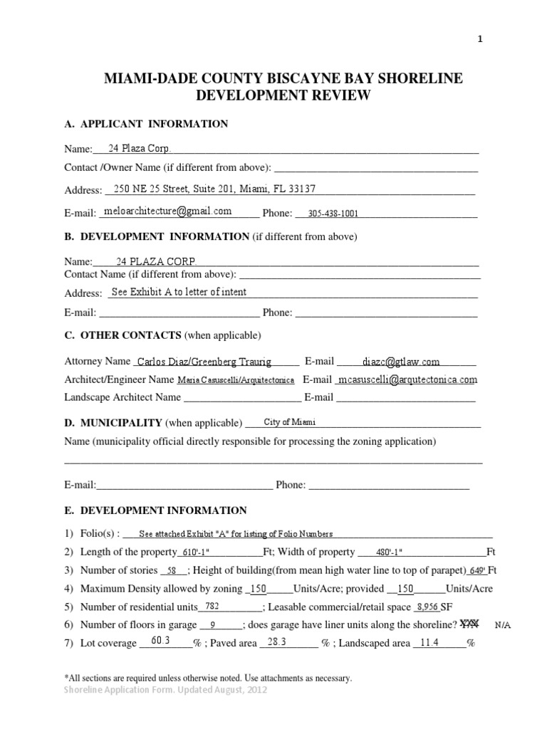Miami-Dade Shoreline Development Application | PDF | Business