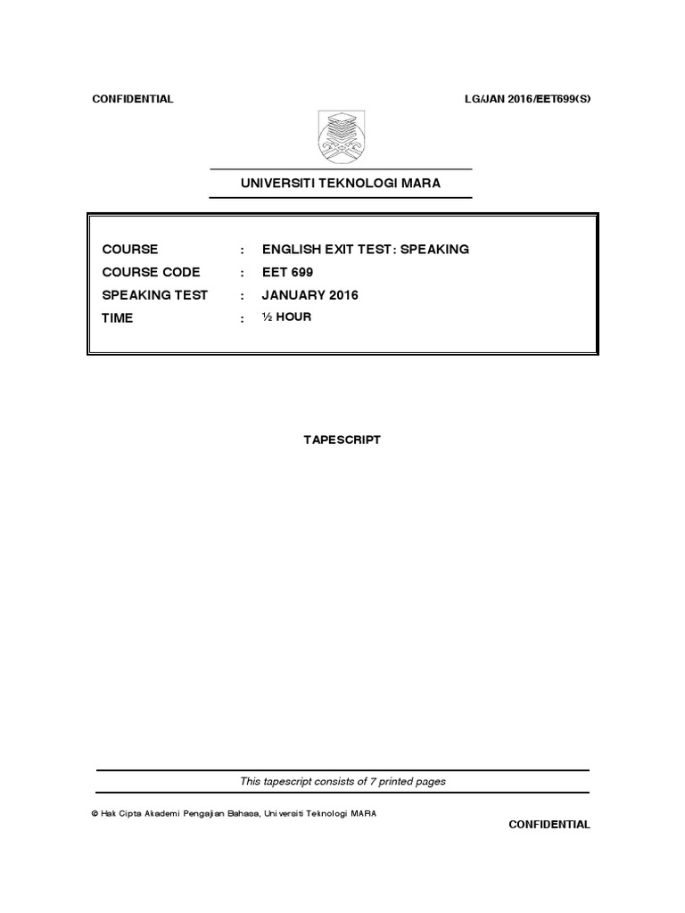 Eet699 Speaking Sample | PDF | Applied Psychology | Behavioural Sciences