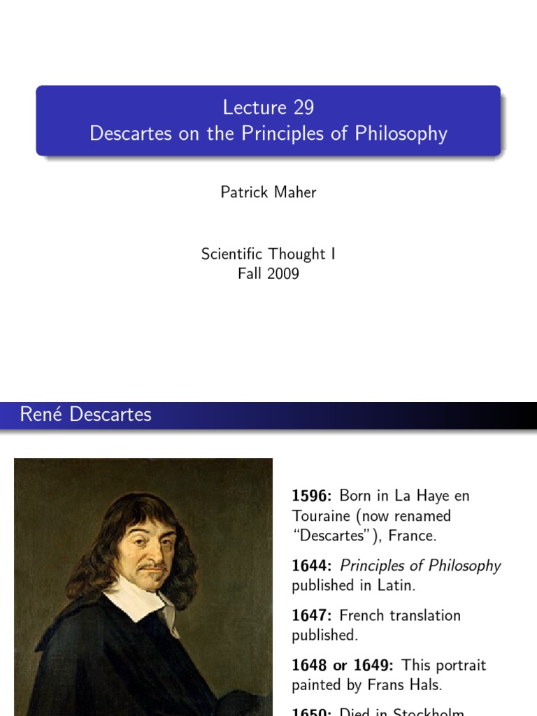 Descartes On The Principles of Philosophy: Patrick Maher | PDF | René ...