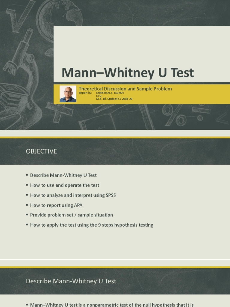 Mann-Whitney U Test: Theoretical Discussion and Sample Problem | PDF ...