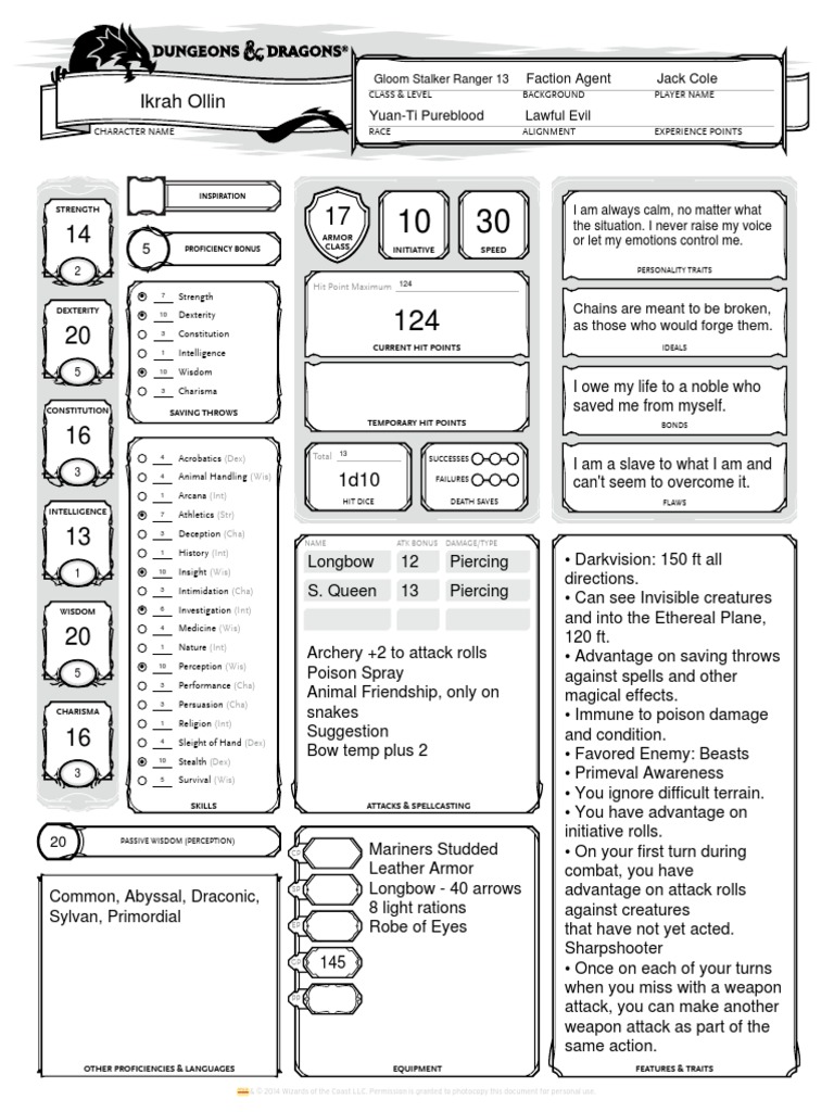 Ikrah Ollin: Faction Agent Jack Cole Yuan-Ti Pureblood Lawful Evil ...