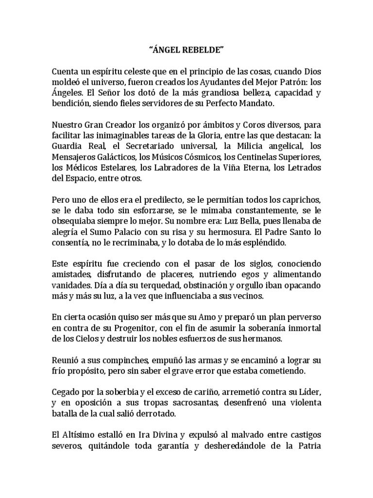 Ángel Rebelde (Reflexión) | PDF | Infierno | Antropología cultural