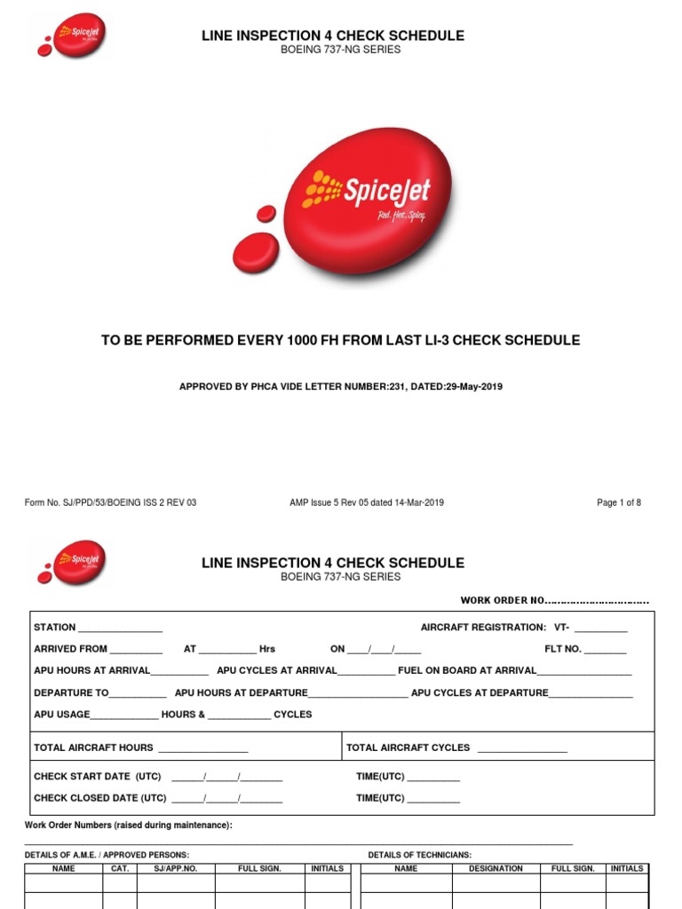 Maintenance Schedule and Requirements for Boeing 737-NG Line Inspection ...