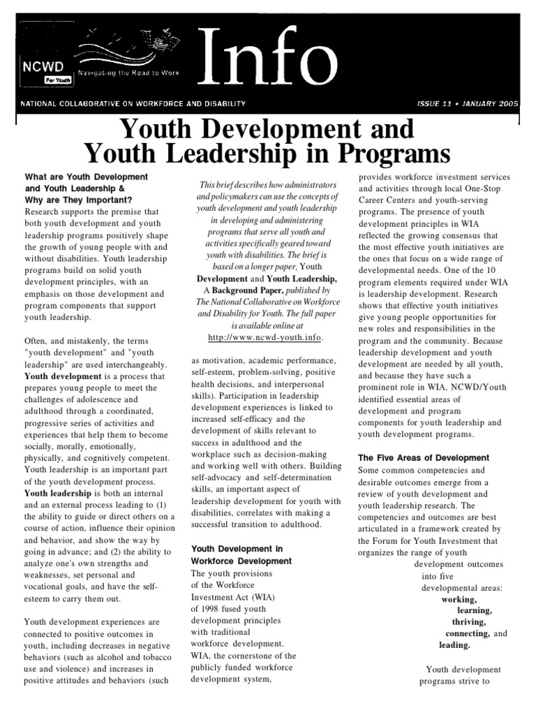 Youth Development and Youth Leadership in Programs | PDF | Mentorship ...
