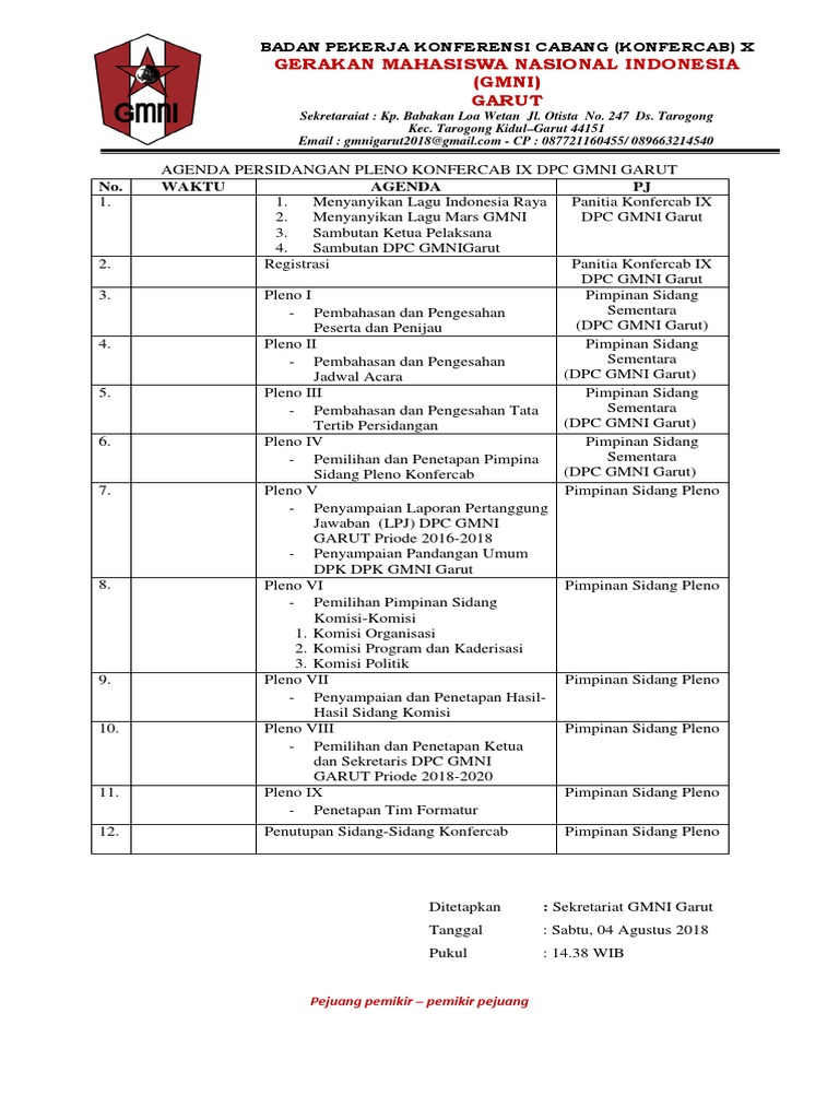 Jadwal Acara Konfercab | PDF