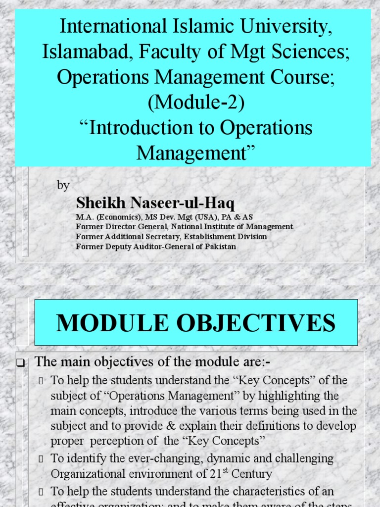 An Overview of Operations Management (Module-2) | PDF | Operations ...