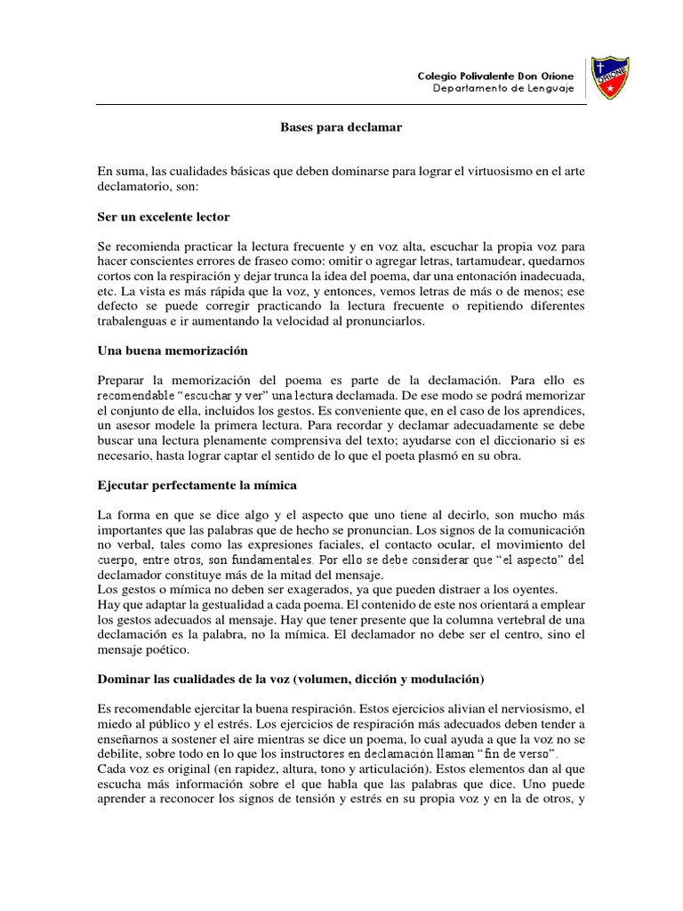 Bases para Declamar | PDF | Comunicación | Ciencia cognitiva