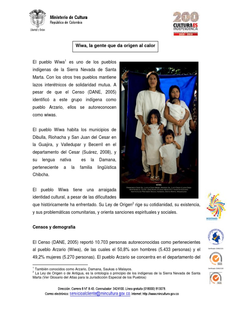 Pueblo Wiwa cultura indígena Sierra Nevada | PDF | Colombia | Cultura ...