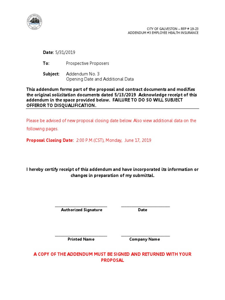 RFP 19-23 Addendum 3 Closing Date and Additional Data | PDF ...