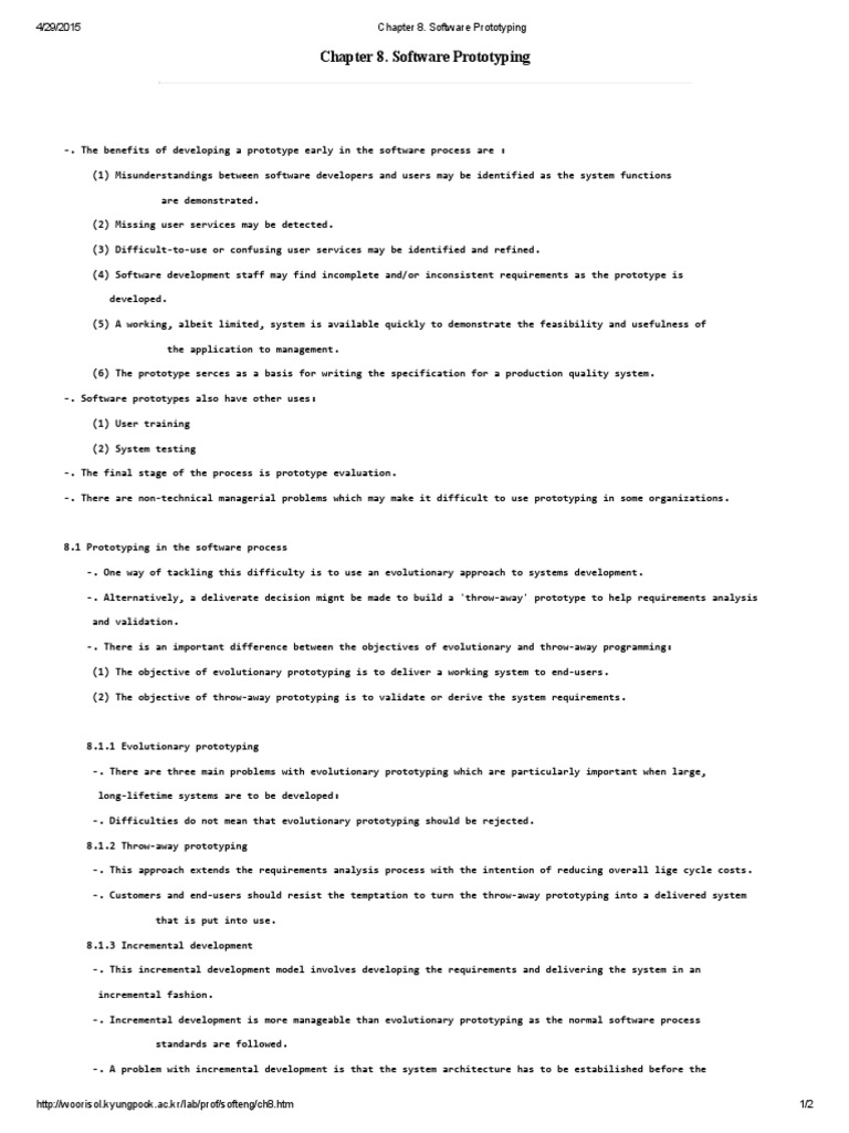 Chapter 8. Software Prototyping | PDF | Software Prototyping ...