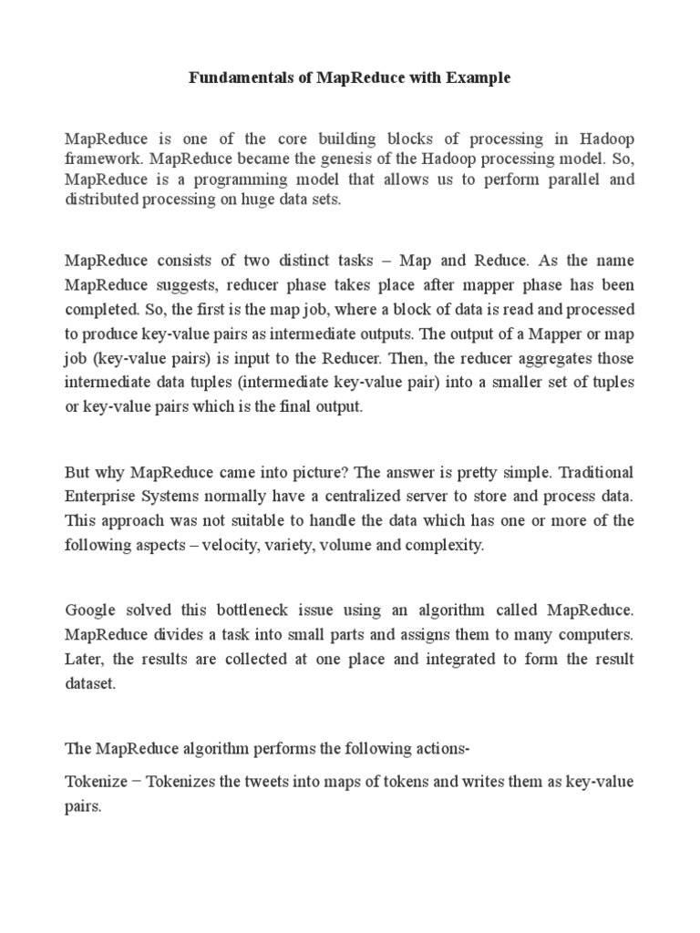 Fundamentals of MapReduce With Example | PDF | Map Reduce | Areas Of ...