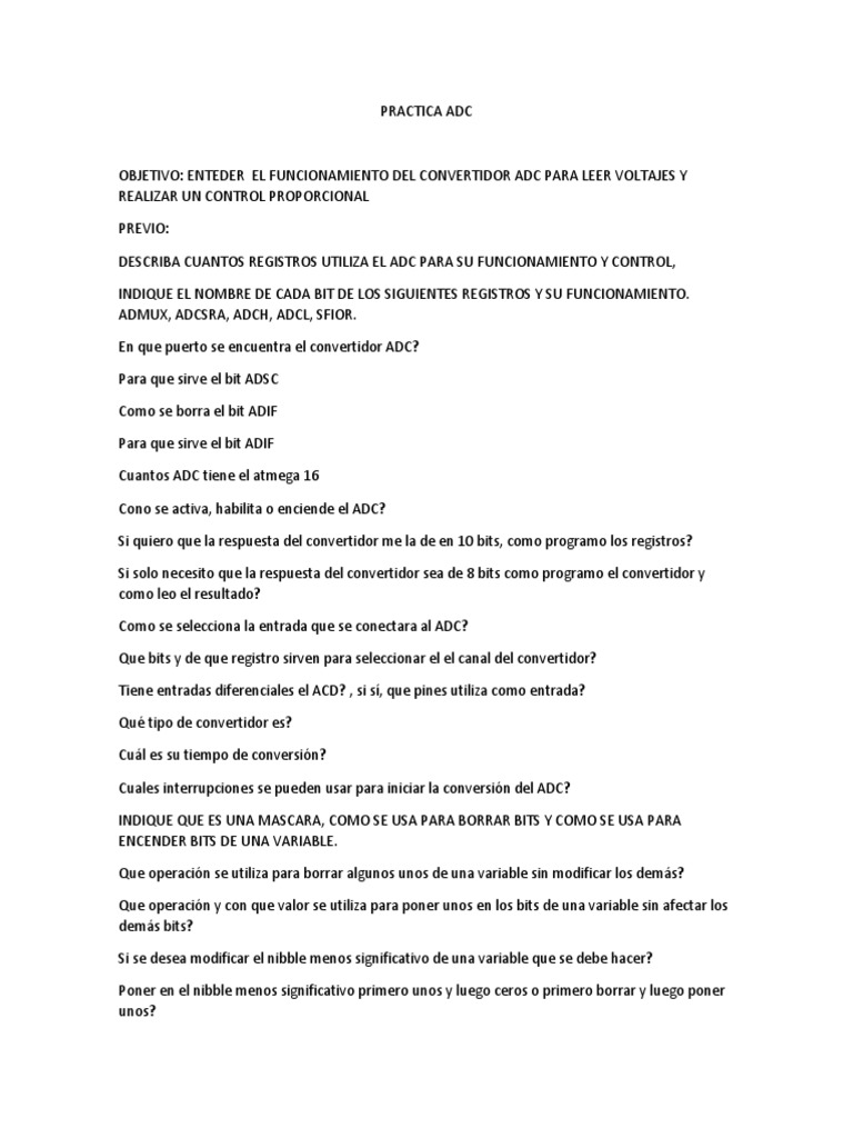 Practica Adc | PDF | Poco | Conversor analógico a digital