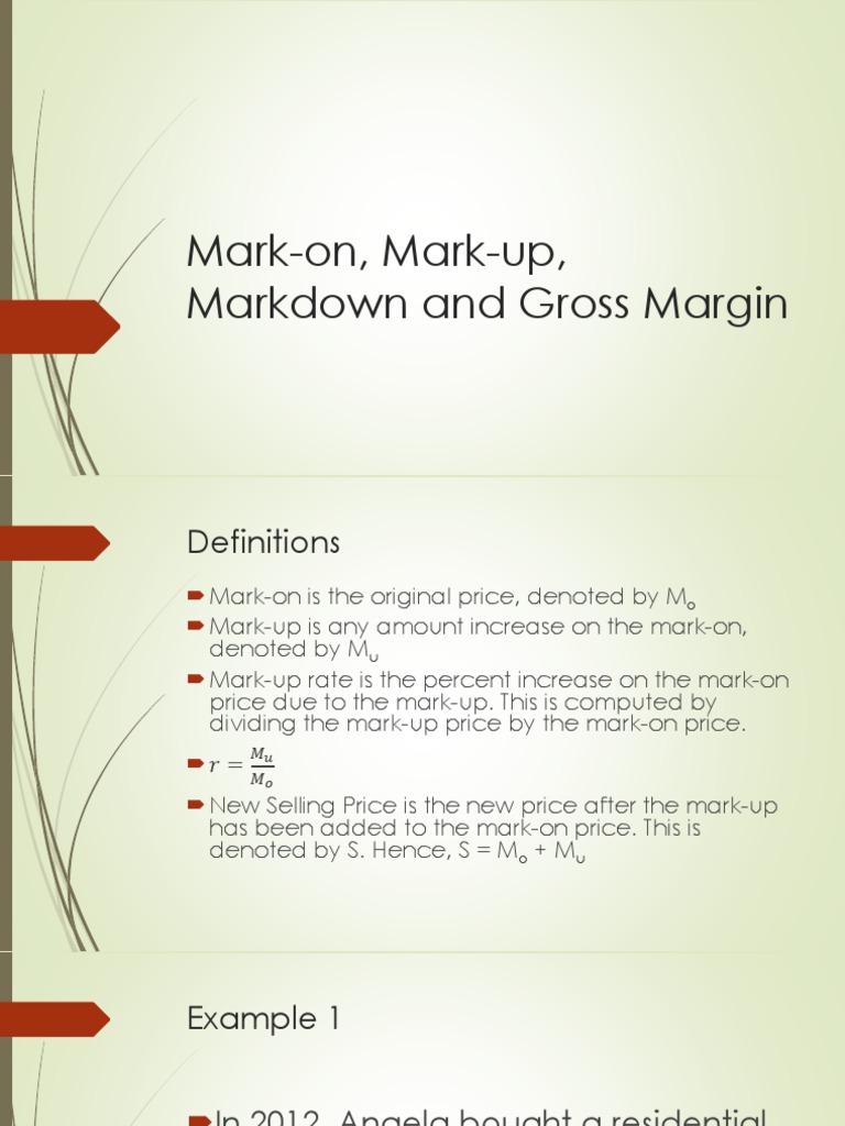 Mark-On Mark-Up Markdown and Gross Margin | PDF | Gross Margin | Financial Economics