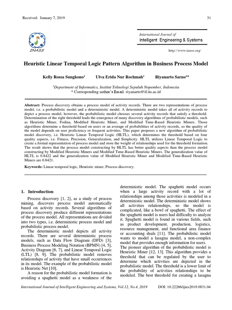 Paper - Heuristic Linear Temporal Logic Pattern Algorithm in Business Process Model | PDF ...
