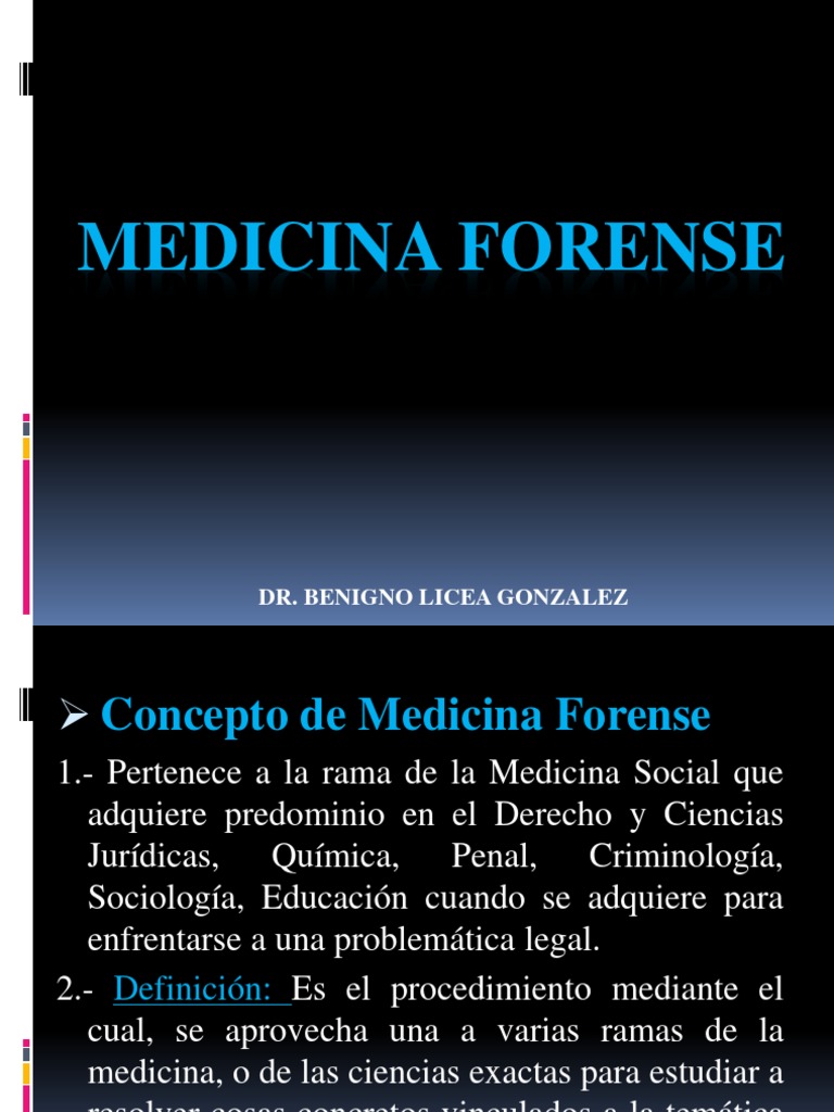 Definición y Ramas de Medicina Forense | PDF | Quemar | Munición